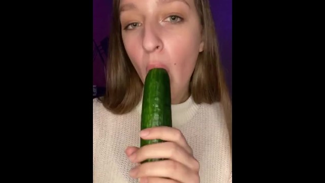 Cucumber Sucking Deepthroat And Spits