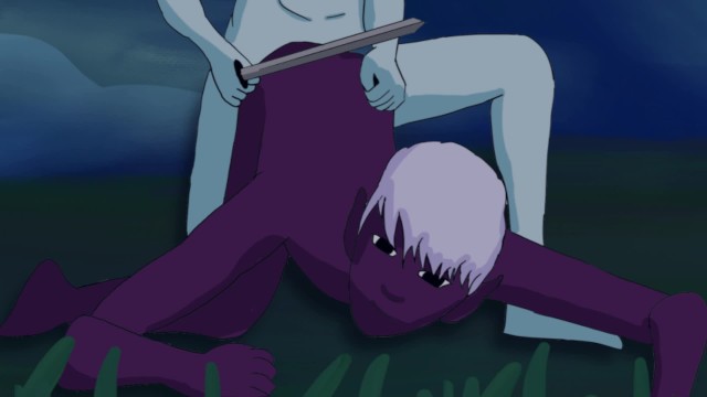 Moon Elf Fucks Dark Elf Rough At Sword Point Outside In Field At Night Hentai Cartoon Animation