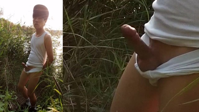 Gosh The Shaved Balls Are A Blessing When Masturbating With White Cotton Briefs In Public Park